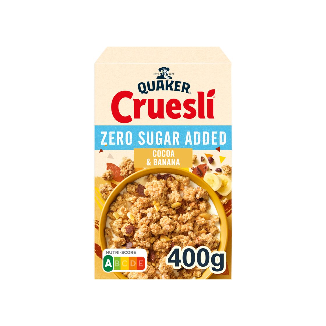 Quaker Cruesli Cacao & Banaan Zero Suiker 400g
